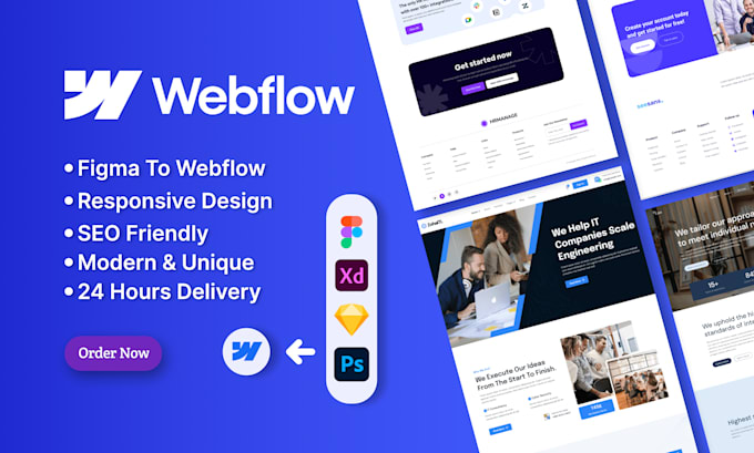 Convert figma, xd, sketch to webflow live website by Pixel_flow | Fiverr