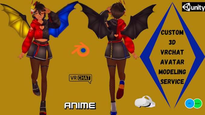 Rig 3d character model, anime, furry avatar, and 3d vtuber avatar, in ...