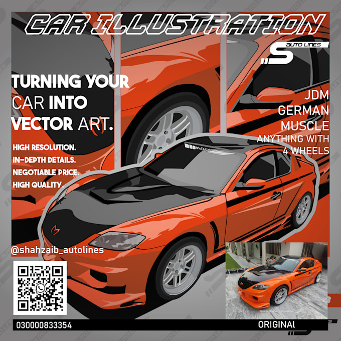 Do comic style car illustration of your car by Shahzaibazeem6 | Fiverr