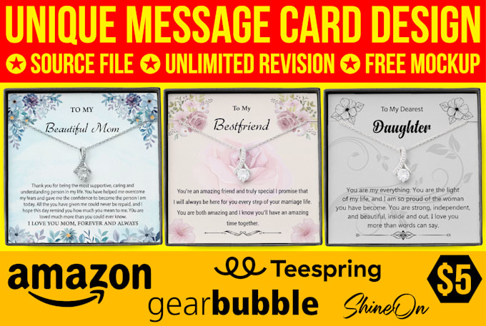 Create unique shineon message card design for merch by amazon by ...