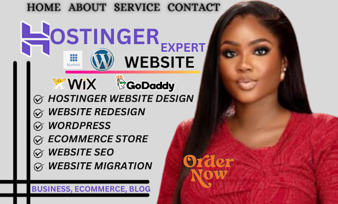 Create hostinger website design wordpress website godaddy website bluehost by Luizemmanuel5 | Fiverr