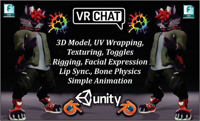 Do vrchat avatar, furry avatar, fursona, 3d model, animaze, rex, vtuber ...