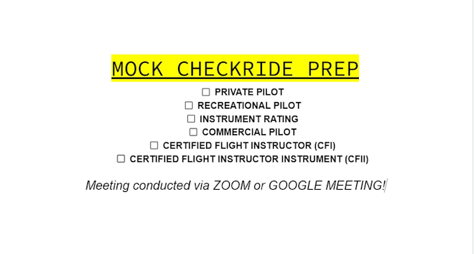 Do mock pilot check rides by Tylerpierce514 | Fiverr
