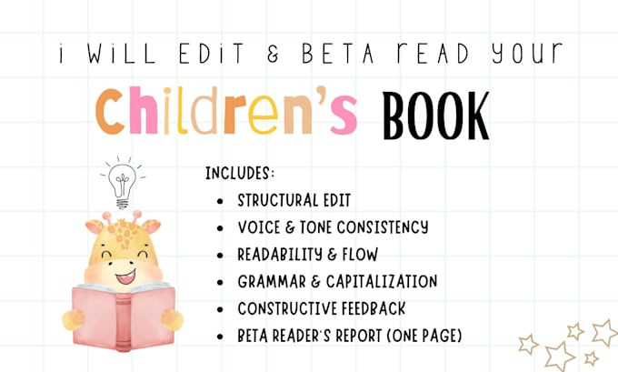 Edit and beta read your childrens book by Madlowe23 | Fiverr