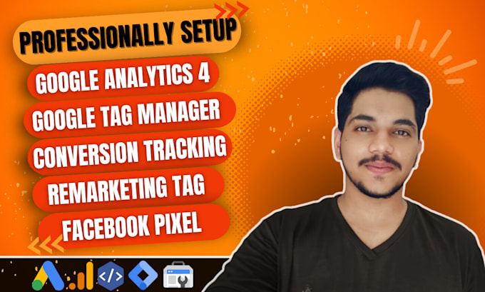 Setup google analytics 4, tag manager, search console, fb pixel ...