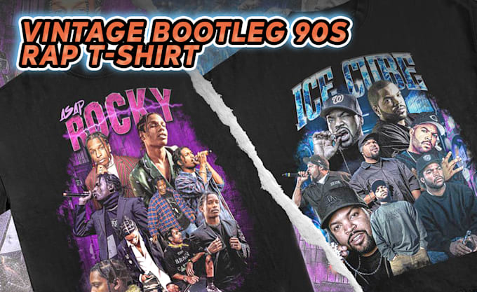 Design bootleg tee shirt , 90s vintage rap shirt by Theogstudio | Fiverr