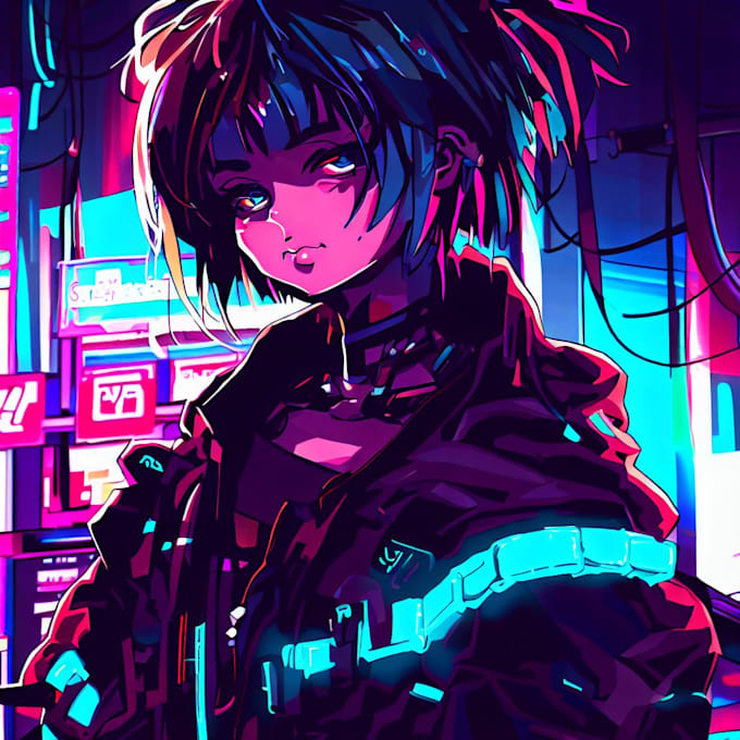 Make cyberpunk art anime illustration for you by Qenearilla | Fiverr