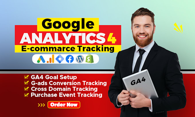 Set up google analytics 4, ga4 shopify e commerce tracking, by gtm by Zradnan360 | Fiverr
