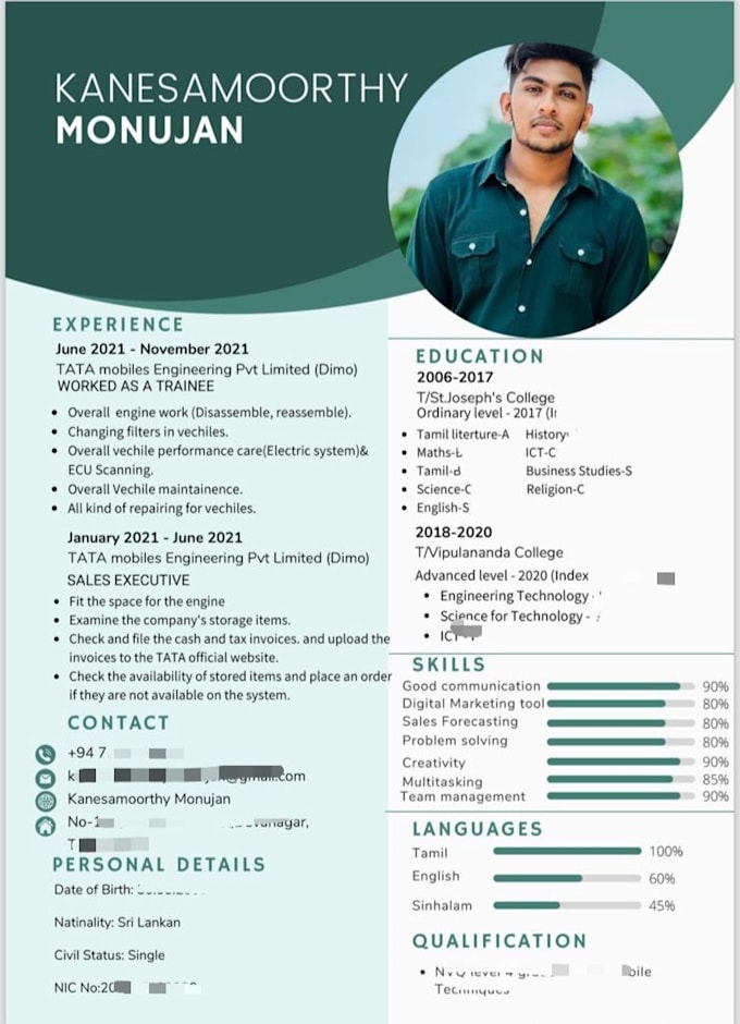 Create your cv form look like smart by Monujan010 | Fiverr