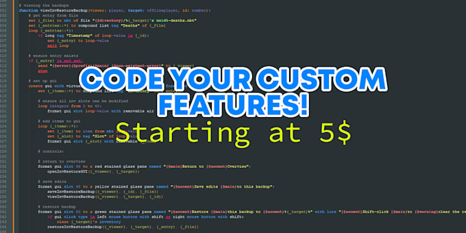 Code custom minecraft features of your dream in skript by Shirairuz | Fiverr