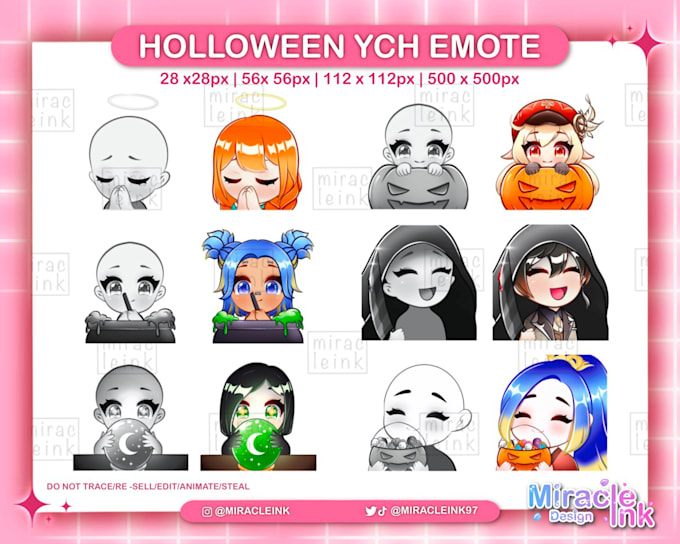 Create an hollowen ych emote, animate emote by Miracle_ink97 | Fiverr
