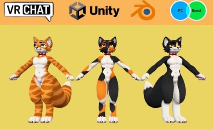 Do Custom Vrc Avatar Vrchat Furry Anime 3d Model Vtuber In Vroid And