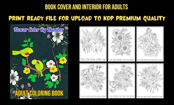 Create color by number book cover and interior pages for all by ...
