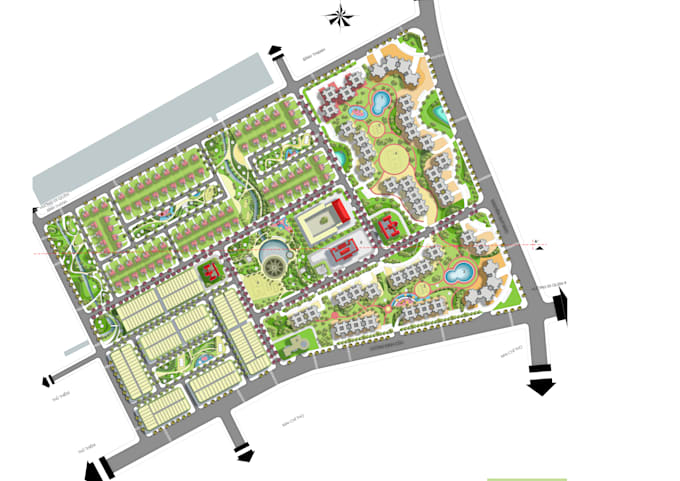Photoshop render site plan, master plan, elevation, section by ...
