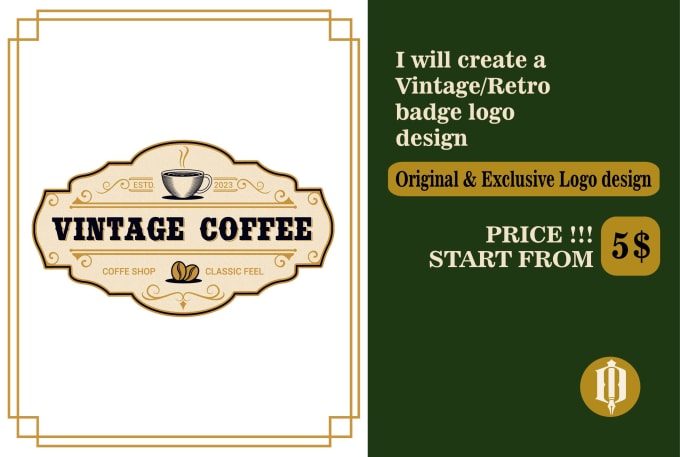 Create a vintage and retro logo design by Inkdraw_graphic | Fiverr