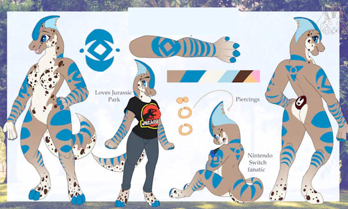 Draw your reference sheet, furry character refsheet, fusona by Matylofi ...