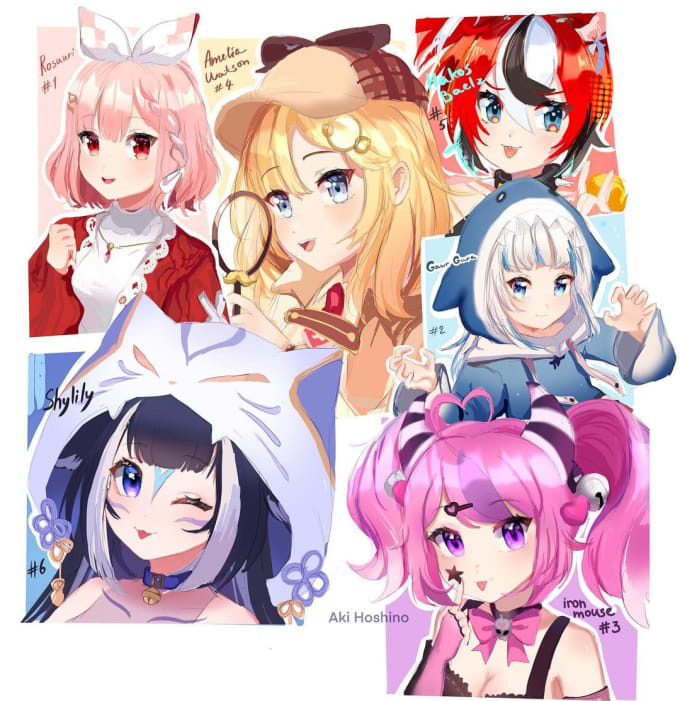 Draw character anime character for vtuber model, live2d streaming ready ...