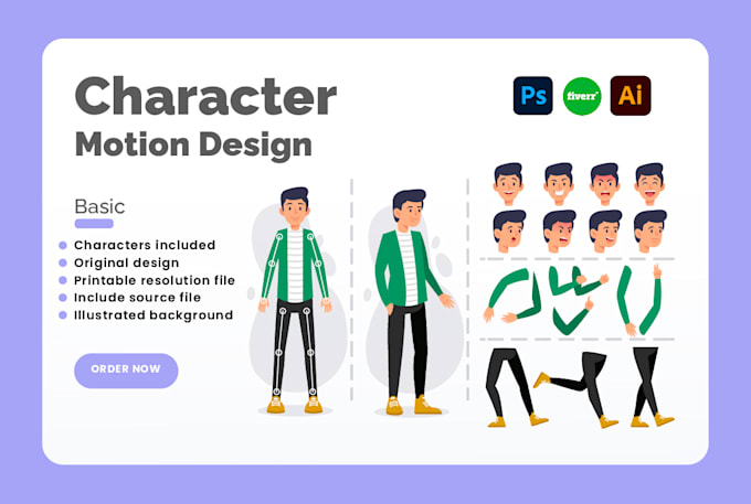 Design 2d character motion for animation by Usamaaahmad | Fiverr