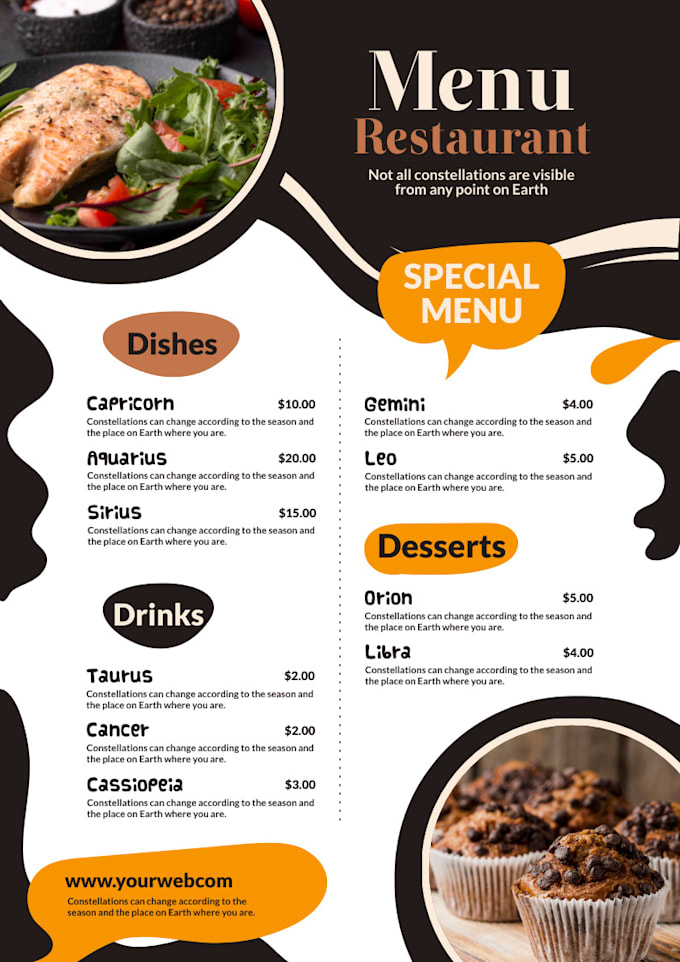 Do hotel menu design within 24 hours by Arshadnazeer410 | Fiverr