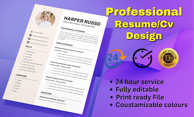 Perform professional resume design and cv design by Girltranslate | Fiverr