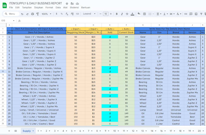 Provide supply and daily selling tracker excel by Nicholas0027 | Fiverr