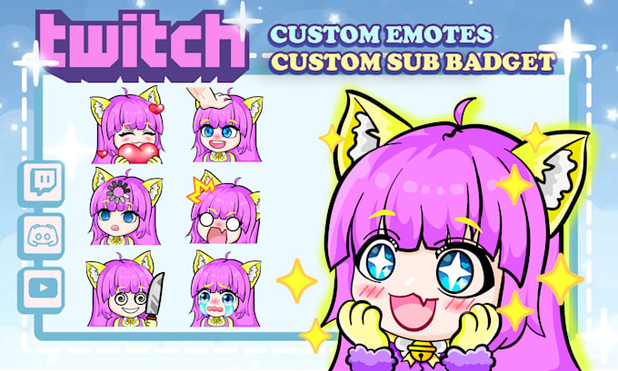 Make cutest emotes, sub badges for streamer, discord, twitch by Danylo ...