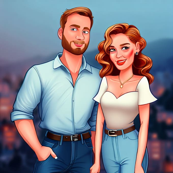 Draw your couple into lovely disney cartoon portrait by Osterpillary ...