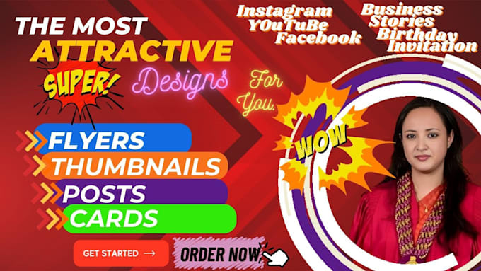 Design flyers, thumbnails, social media posts, labels, banners, menu and cards by Manal_farzanee ...