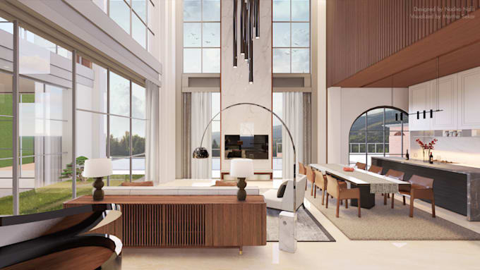 Create semi realistic interior and exterior 3d visualization rendering by Marthasekarr | Fiverr