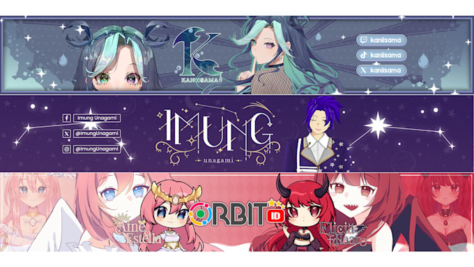 Design twitch, youtube, stream schedule, overlays for vtuber by ...
