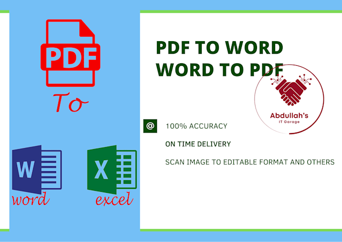 Convert pdf to word, excel, or word, excel to pdf by Nobinmamun | Fiverr