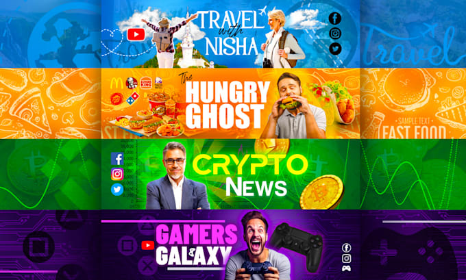 Design an eye catching youtube banner by Ideabanksl | Fiverr