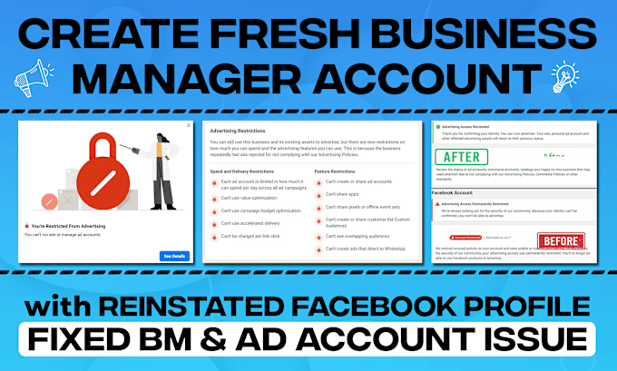 Create and fix facebook ads manager also optimize campaign by Bm_fix ... Create and fix facebook ads manager also optimize campaign by Bm_fix ...