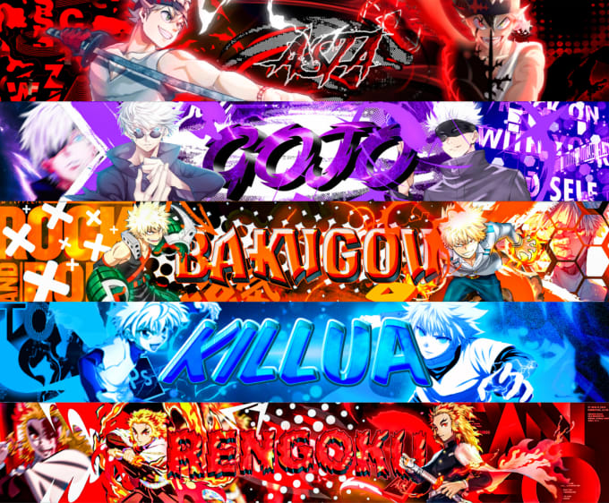 Make catchy anime based youtube and twitch banner by Ayancreationco ...