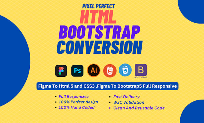 Convert psd, figma to html css and bootstrap full responsive websites ...