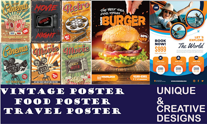 Design unique vintage poster, food poster and travel poster by ...