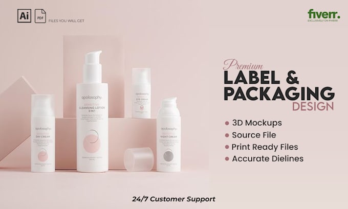 Do elegant and modern cosmetic labels and product label design by ...