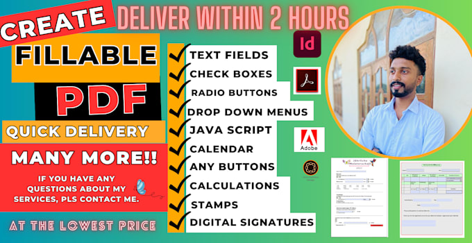 Create dynamic fillable pdf forms within 2 hours by Tharindunir | Fiverr