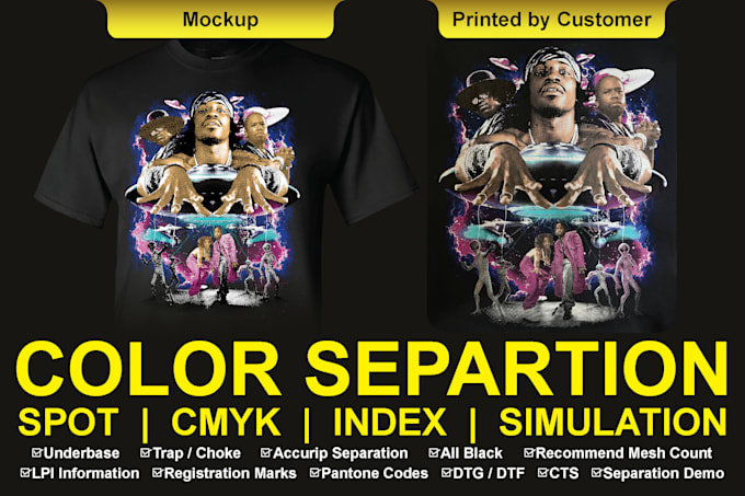 Do color separation for screen print, cmyk, simulation and spot colors ...