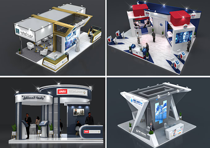 Do 3d exhibition, trade show booths, small to big stands, walkthrough ...