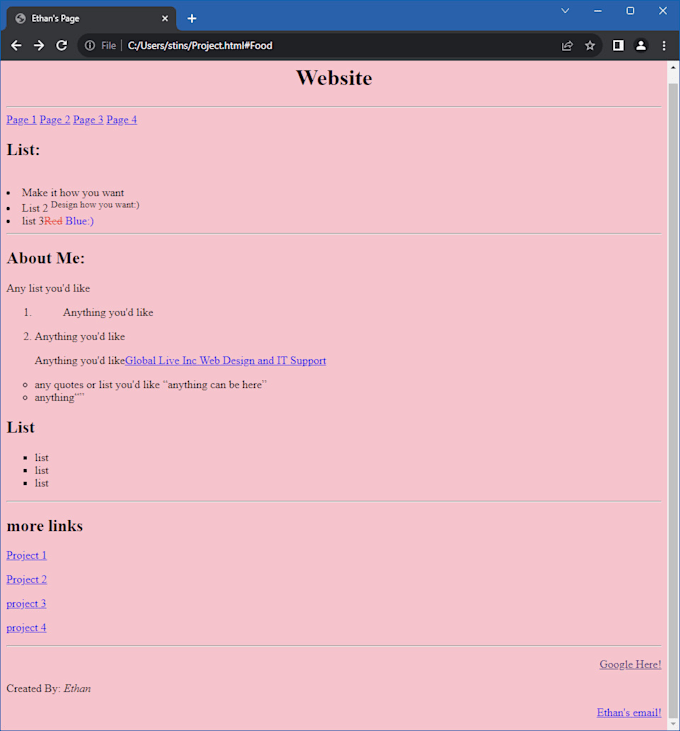 Make A Basic Html Web Structure To Your Standards By Ethan1723 Fiverr