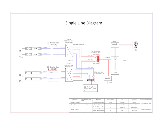 Create a draft of a single line diagram in autocad by Zeeshanakhter00 ...