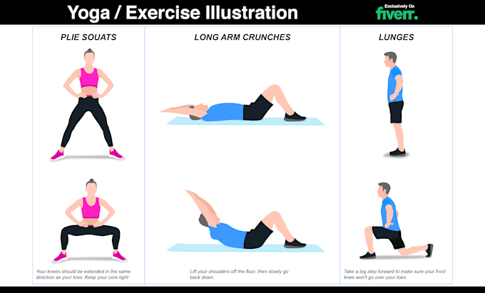 Draw yoga, exercise, workout, fitness poses illustration by Dipuit | Fiverr