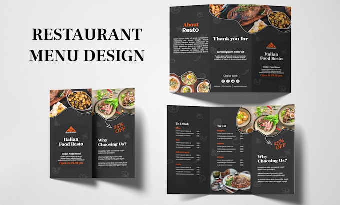 Design professional restaurant menus, food menus, flyers, trifold ...