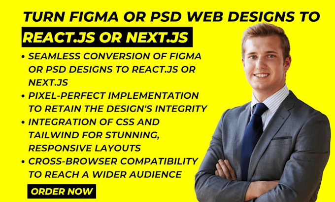 Turn figma or psd web designs to reactjs or nextjs and tailwindcss by Yaslogodesign | Fiverr