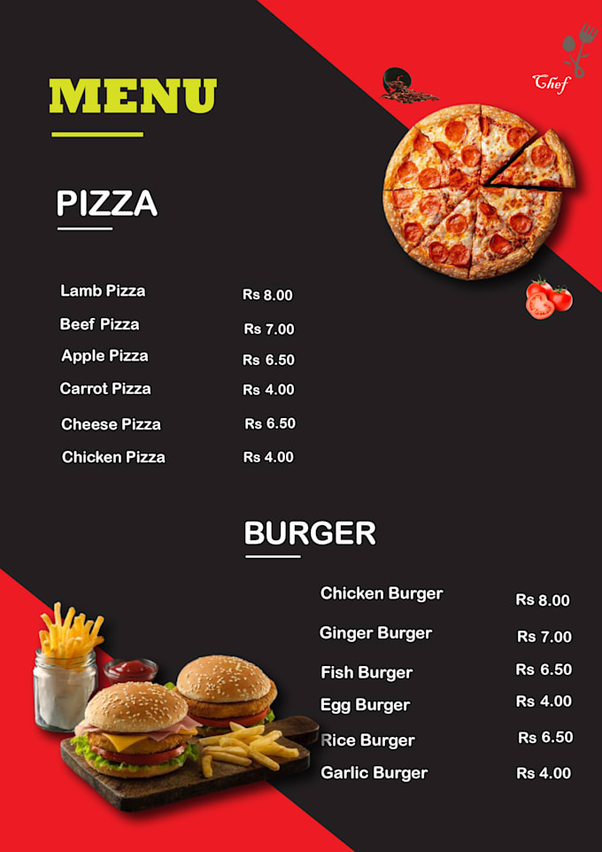 Create amazing menu cards, restaurant menu design, food menu by Huma ...