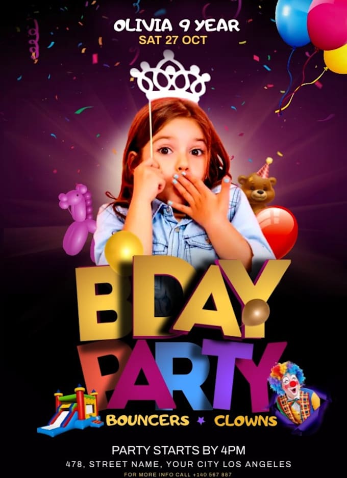 Design urgent greetings card invitation card party poster for birthdays ...