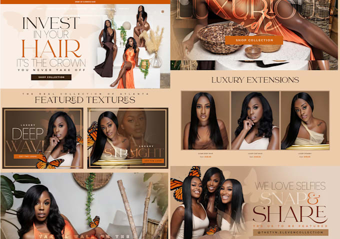 Shopify hair extension website, wix hair website, lashes, nails, beauty ...