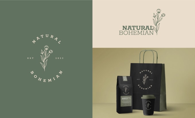 Beautiful feminine boho botanical hand drawn minimalist logo by Sam ...