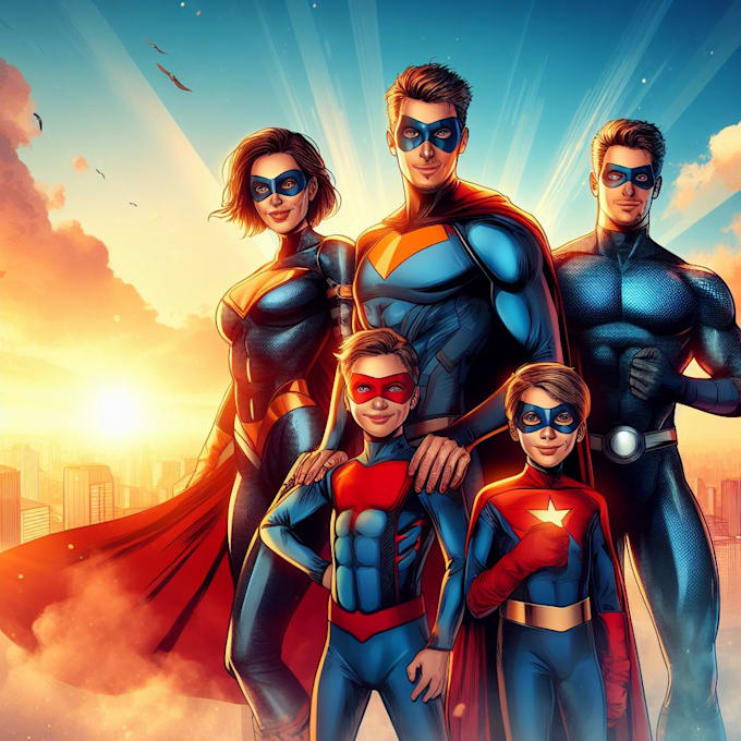 Make a family superhero portraits by Plicsorb | Fiverr